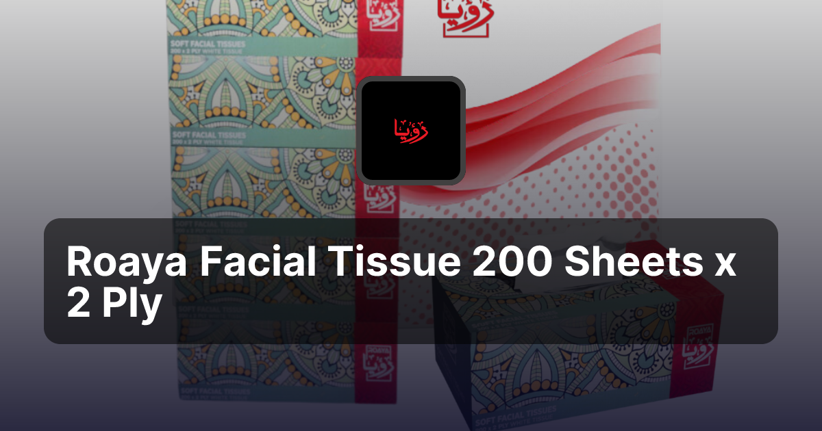 Roaya Facial Tissue 200 Sheets x 2 Ply | Roaya Al Mustaqbal